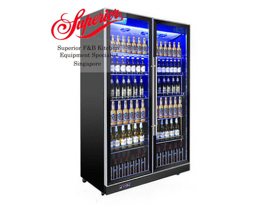 2 Door Black Glass Chiller Display – Superior Kitchen Equipment