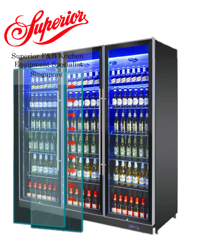 3 Door Black Glass Chiller Display – Superior Kitchen Equipment
